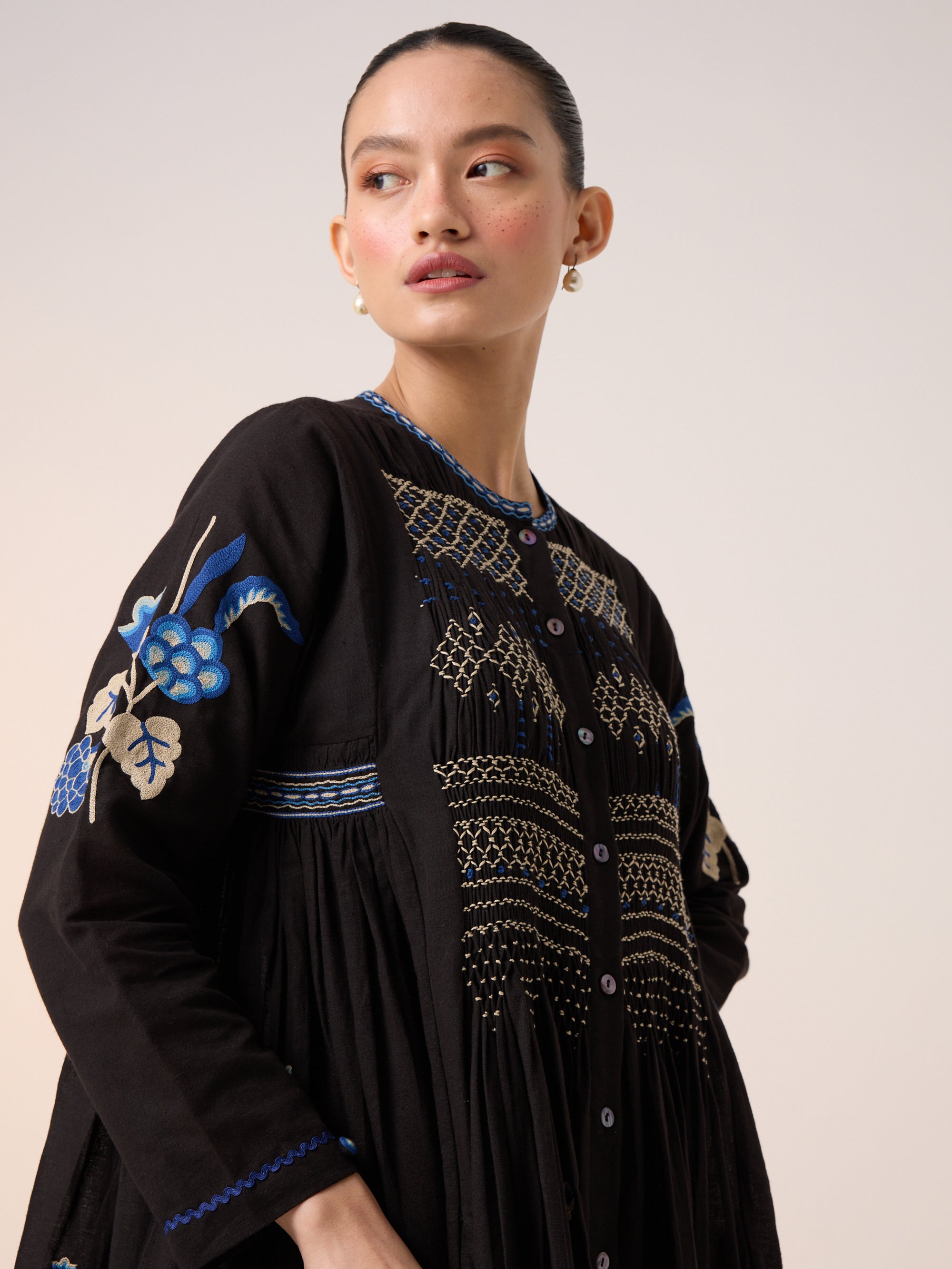 Frida Dress - Black Embroidery – CordStudio