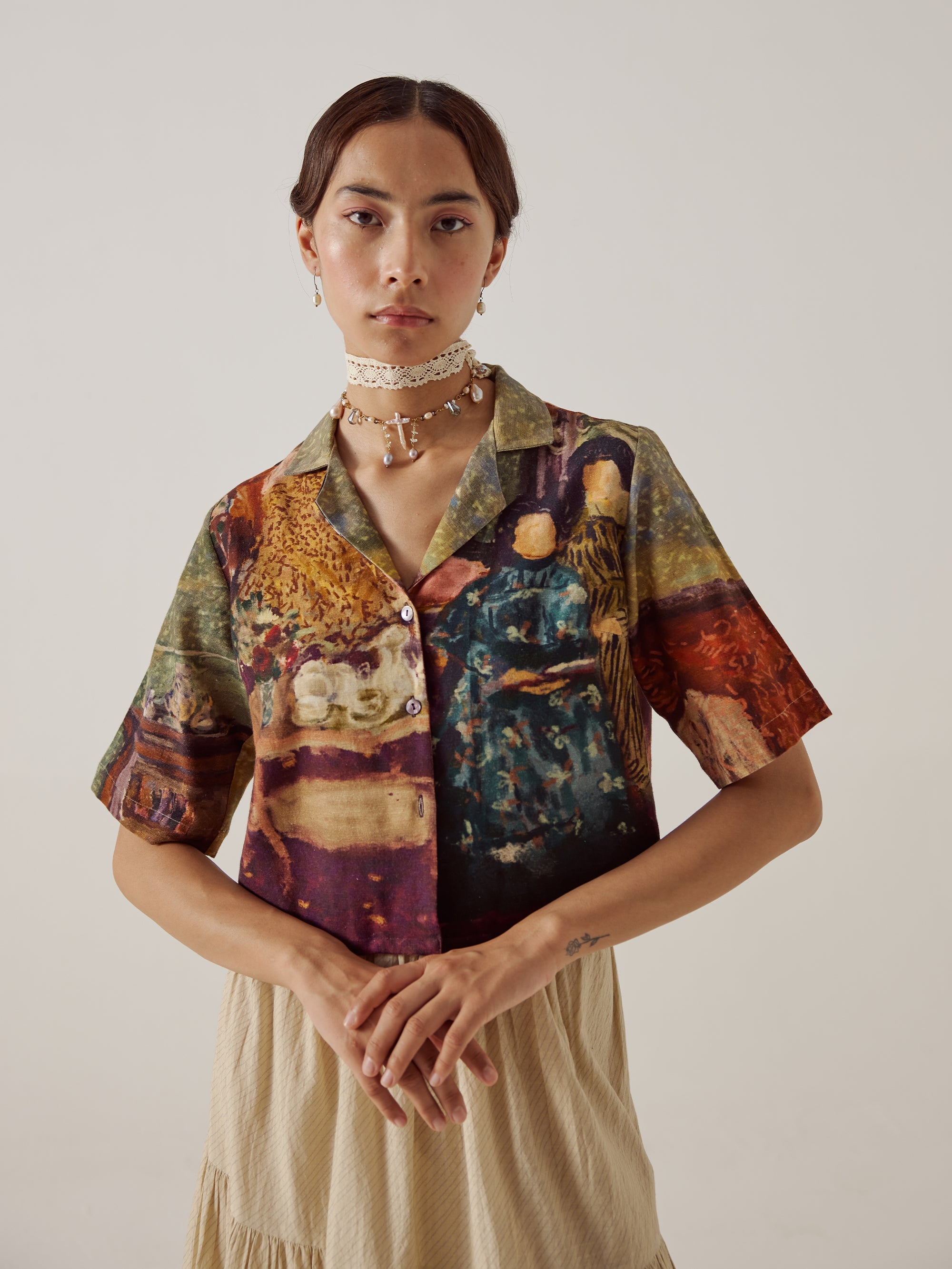 Crop Top | High Tea Pattern with Artisanal Flair – CordStudio