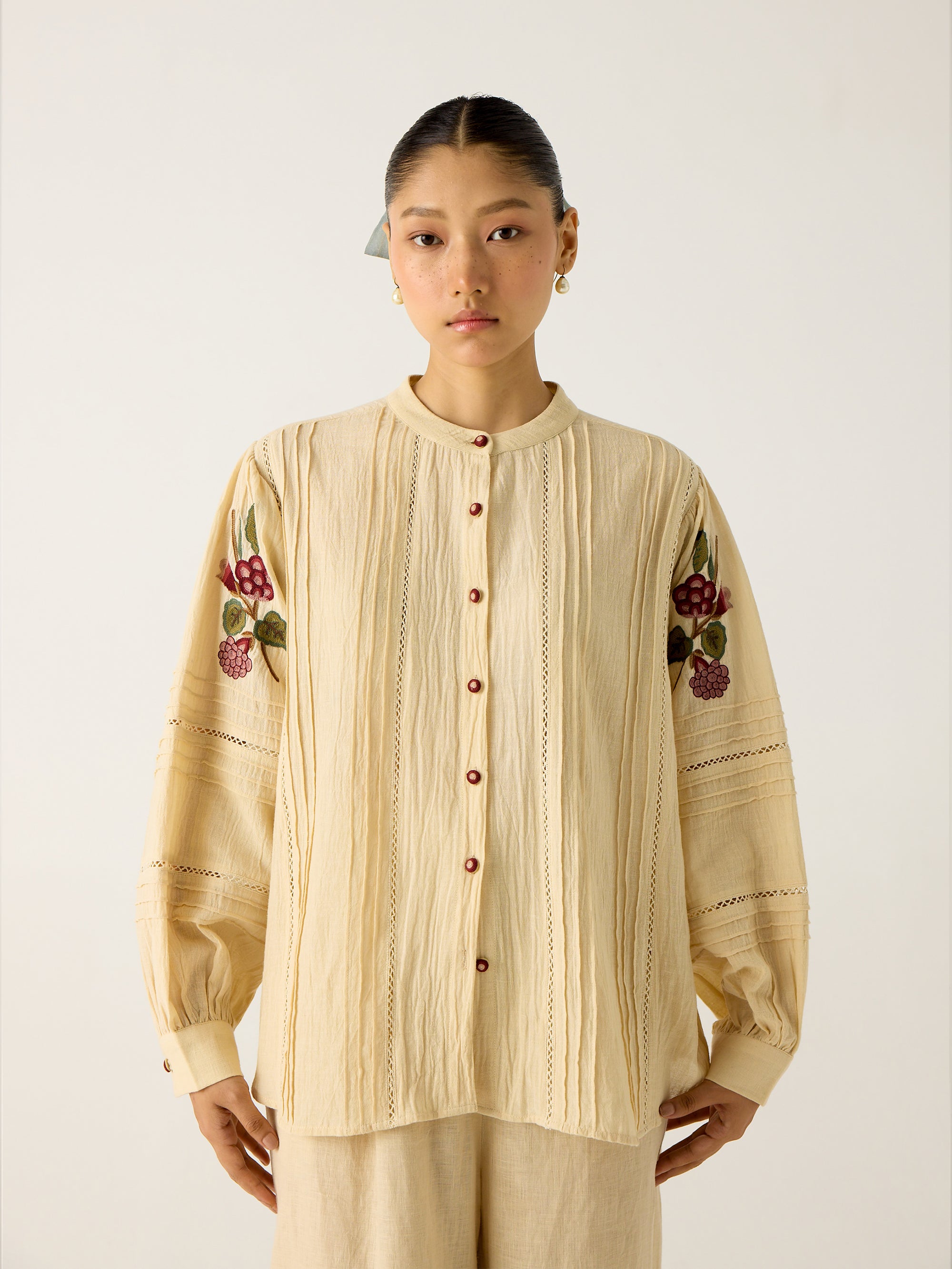 Hazel Top - Ivory Embroidery – CordStudio