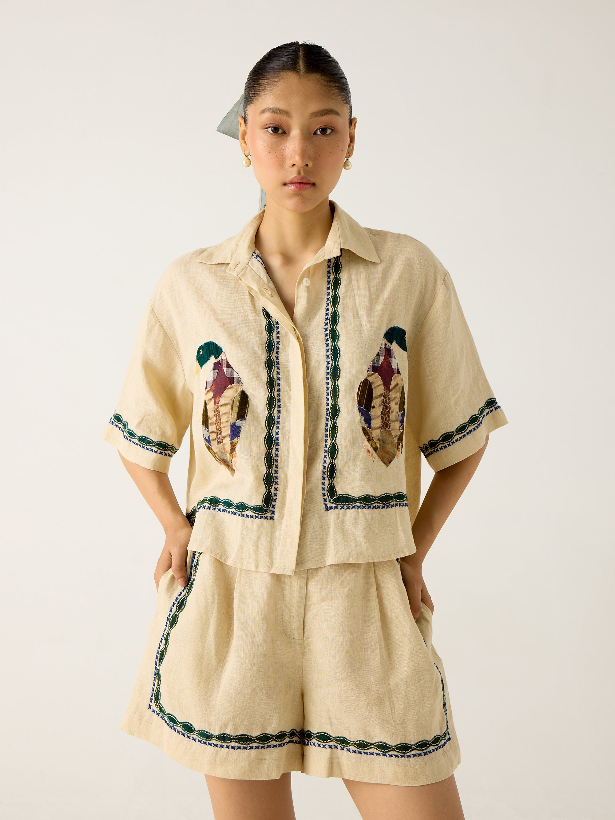 Applique Shorts - Ivory – CordStudio