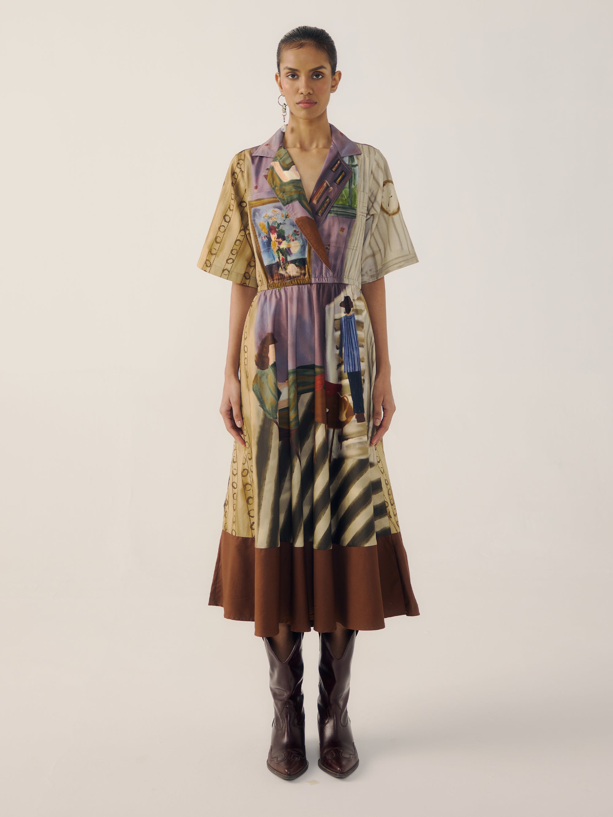 Print Blocked Dress – CordStudio