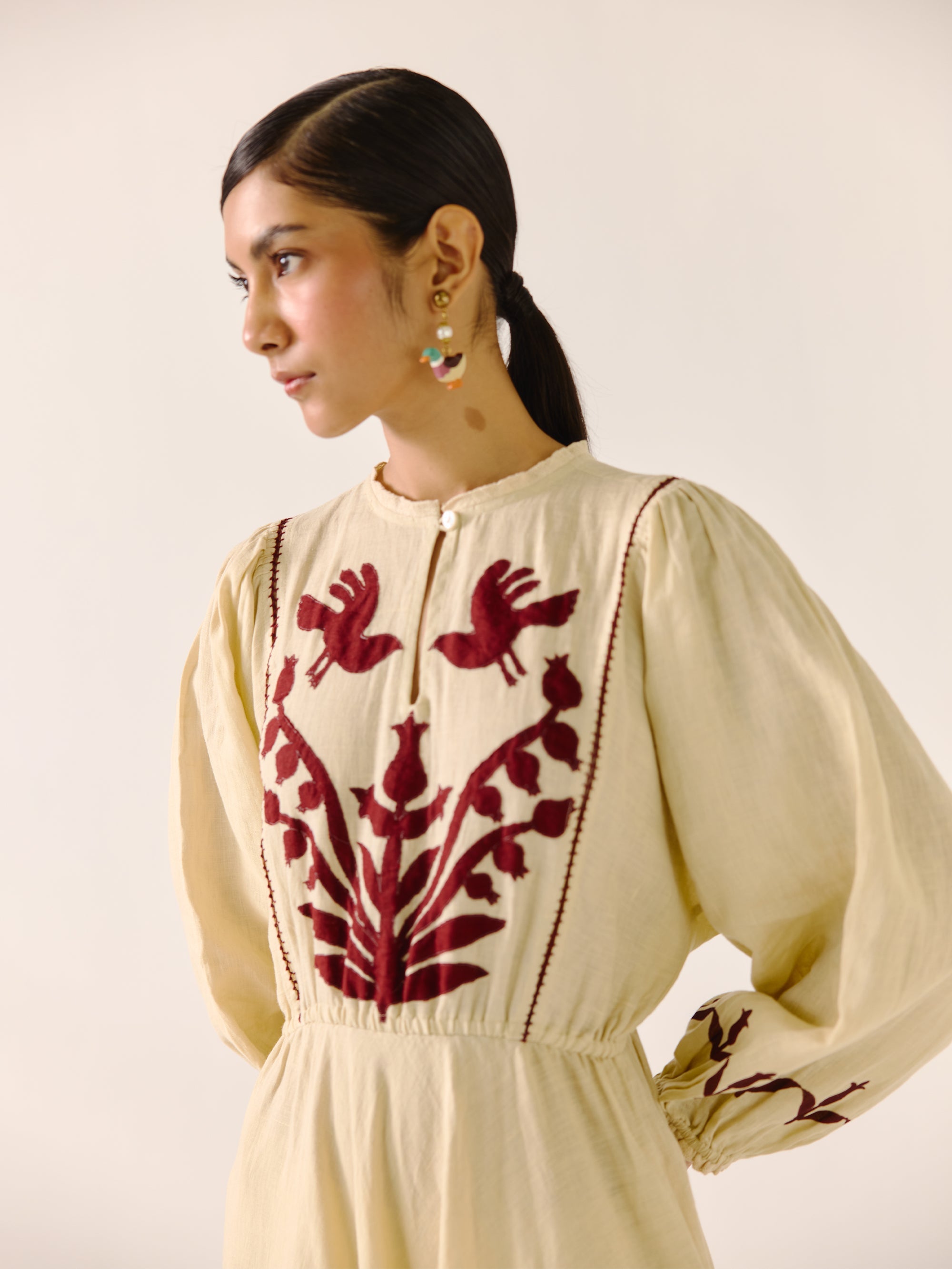 Emma Ivory Handwoven Linen Dress | Printed Dresses – CordStudio