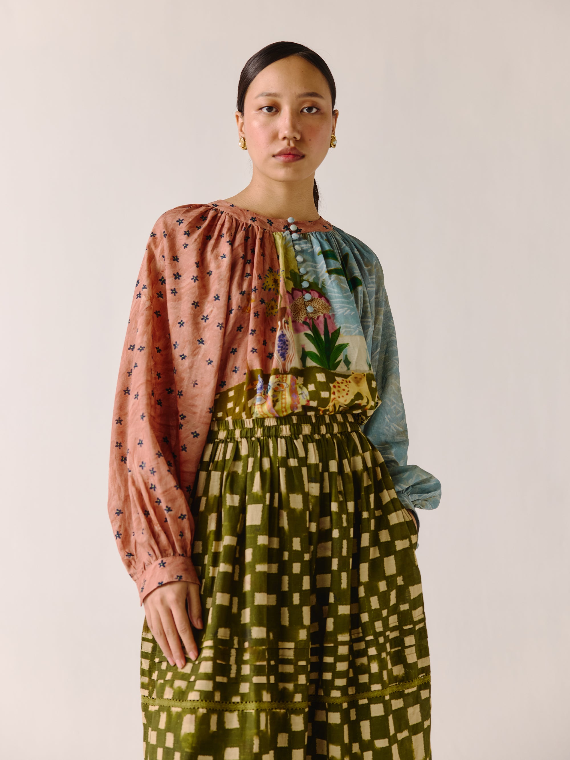 Alice Printed Lido Top | Retro Style with Bishop Sleeves – CordStudio