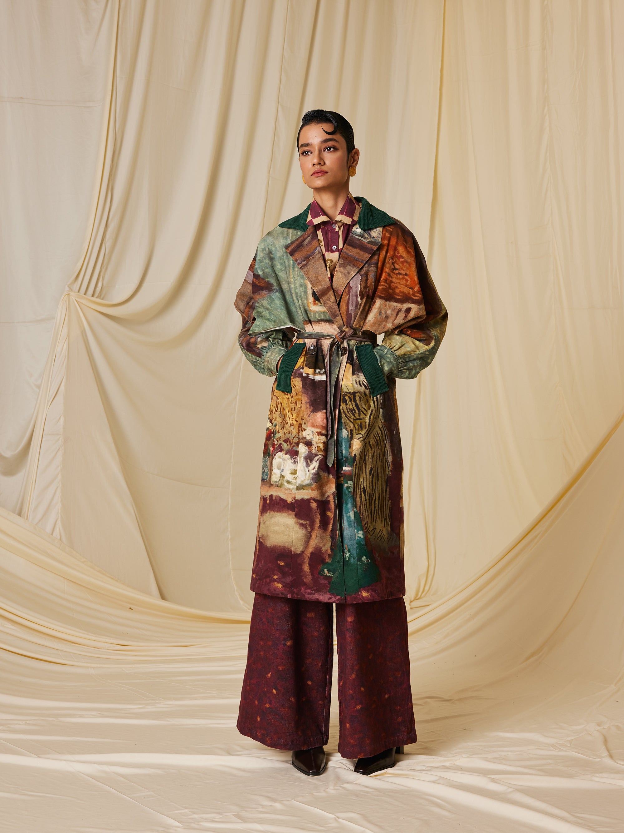Rome Set| High Tea Printed Winter Trench Coat & Pants Set – CordStudio
