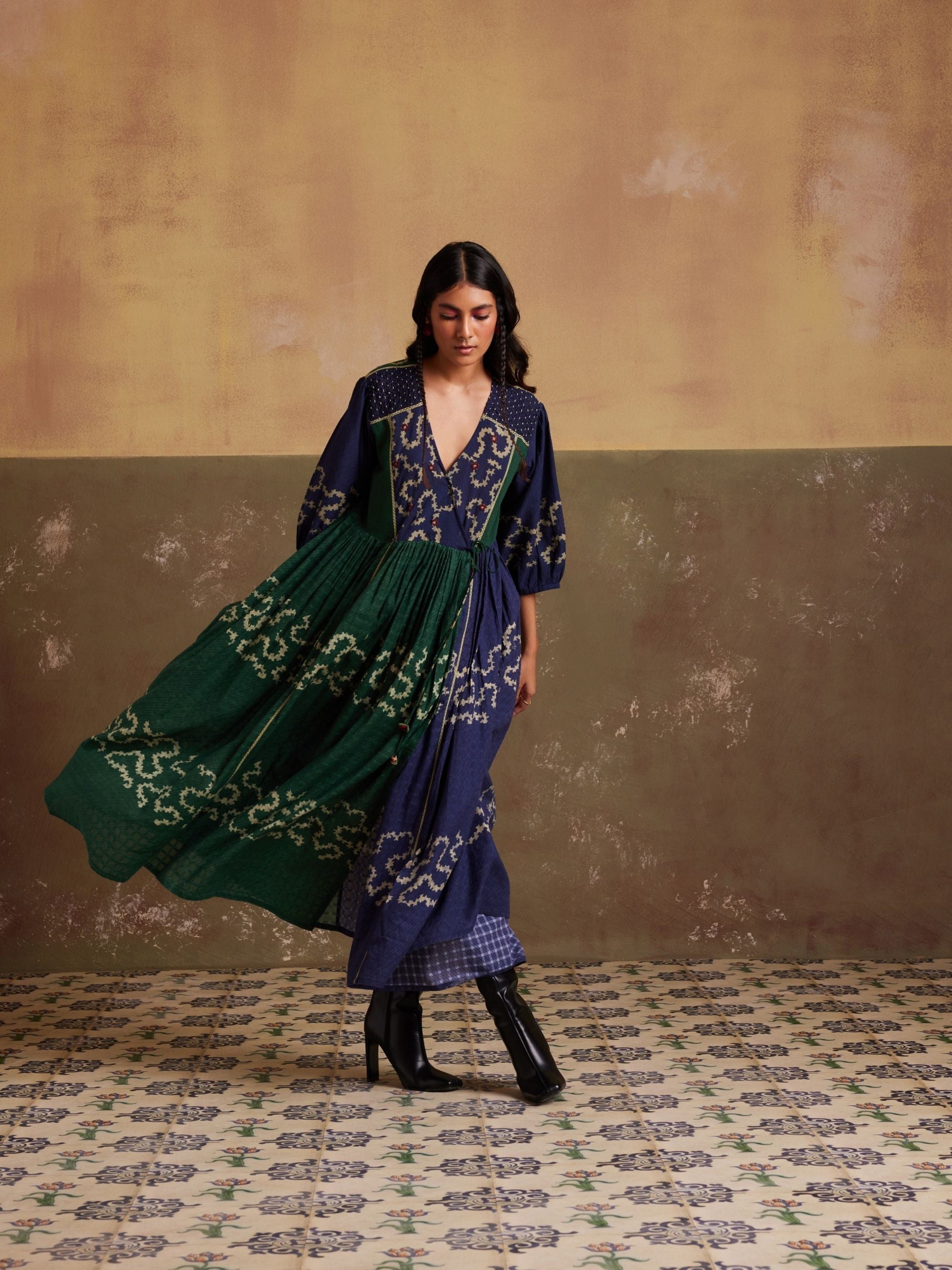 Poem Dress | Indigo Spiral Cotton Dress – CordStudio