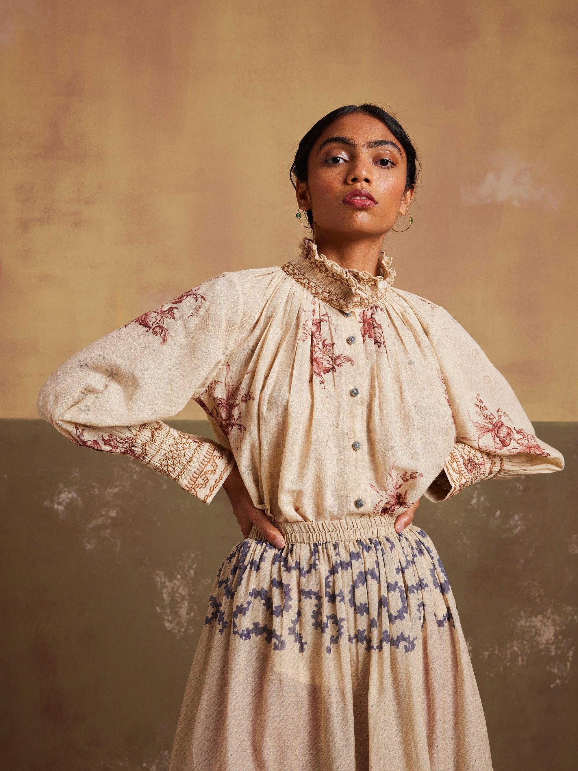 Floral Printed Farmer Top | Pure Cotton Top – CordStudio
