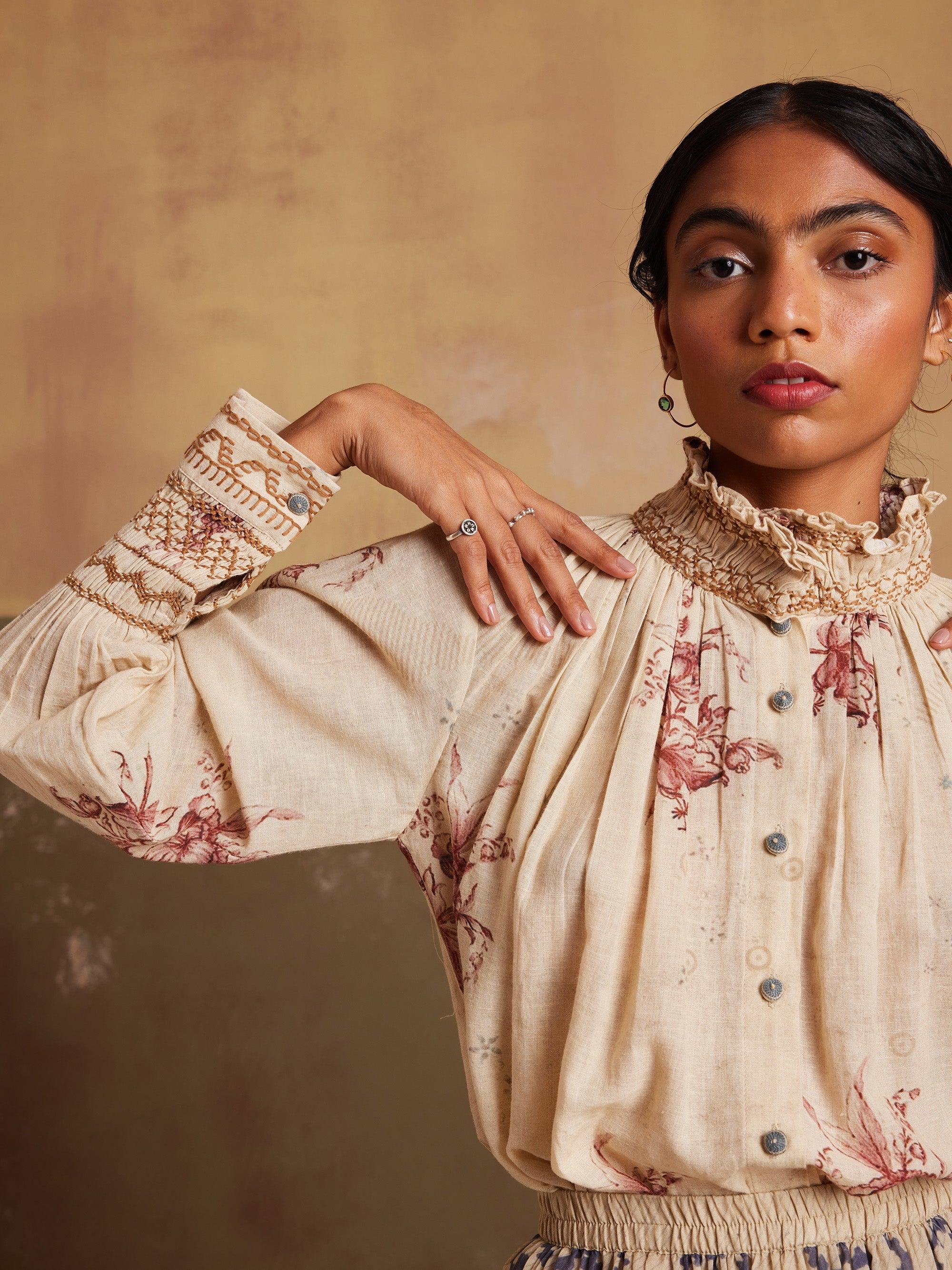 Floral Printed Farmer Top | Pure Cotton Top – CordStudio