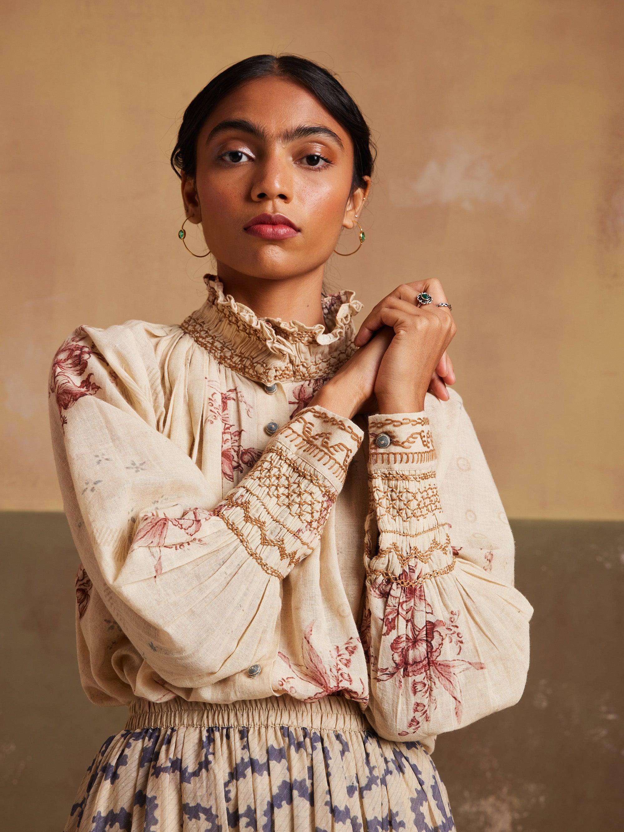 Floral Printed Farmer Top | Pure Cotton Top – CordStudio